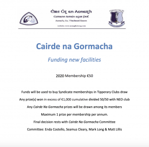 Cairde na Gormacha 2020 2021 | Nenagh Éire Óg